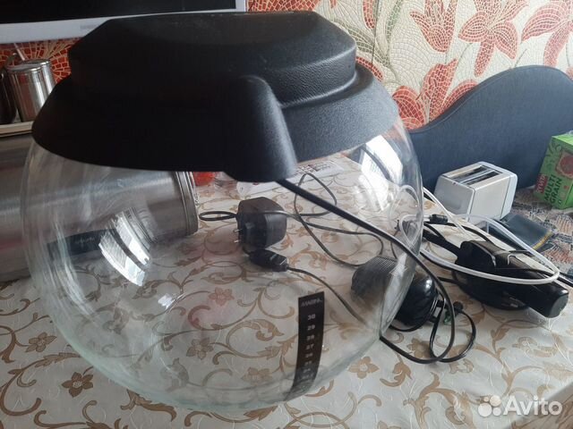 Аквариум круглый 20л грот водоросли