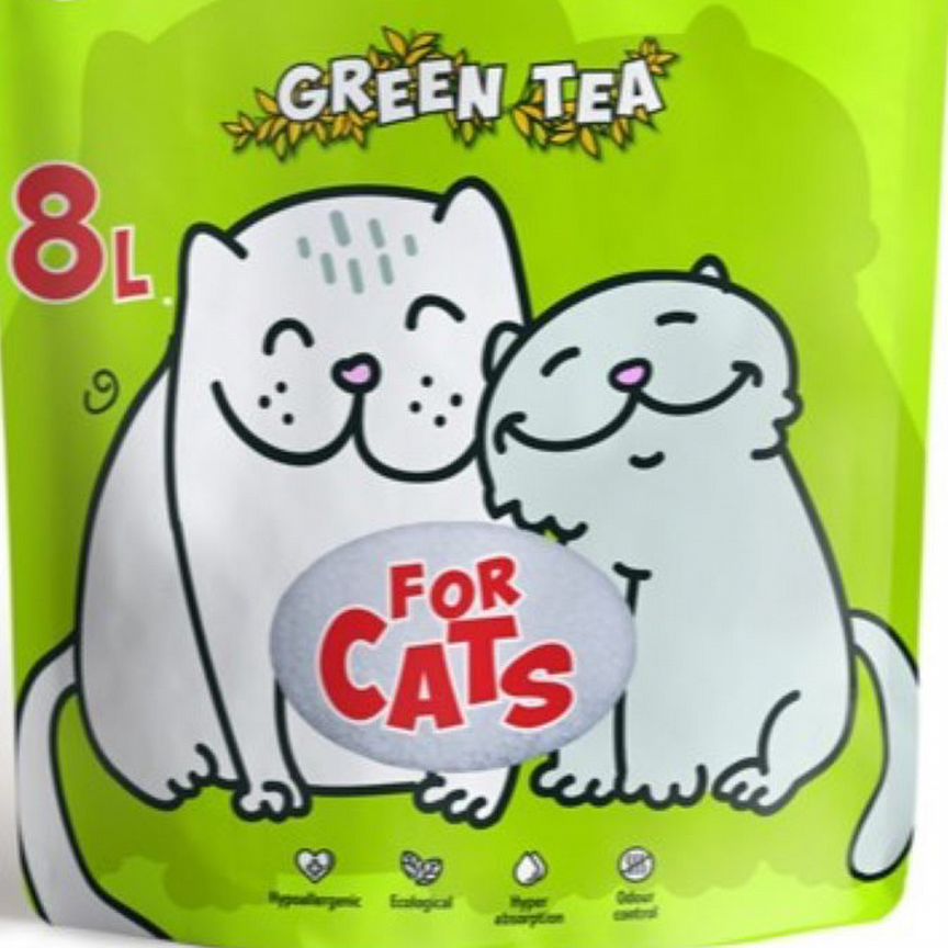 Наполнитель FOR cats силикагелевый, с ароматом зеленого чая - 8 л