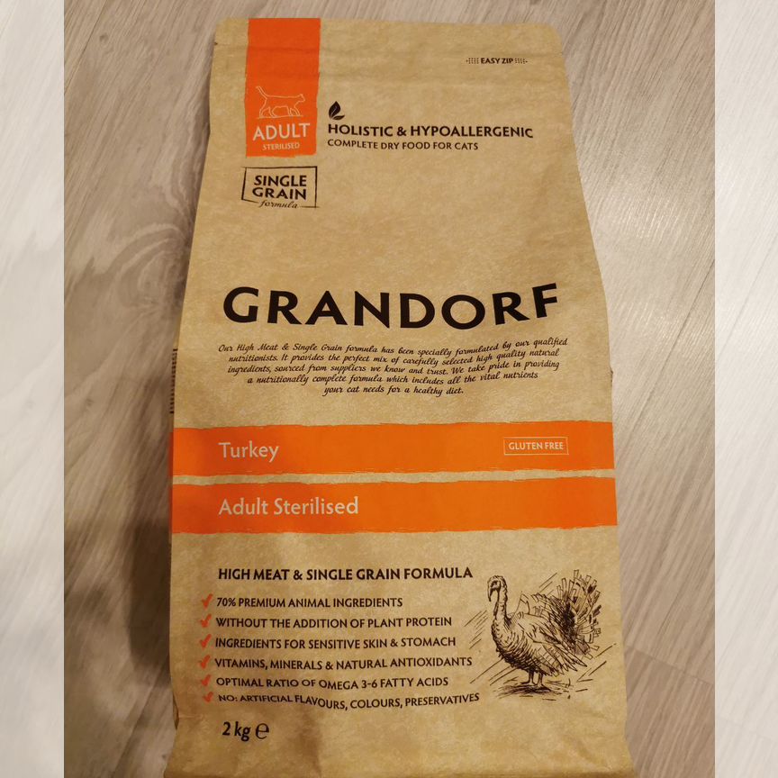 Корм для кошек grandorf 2 кг индейка
