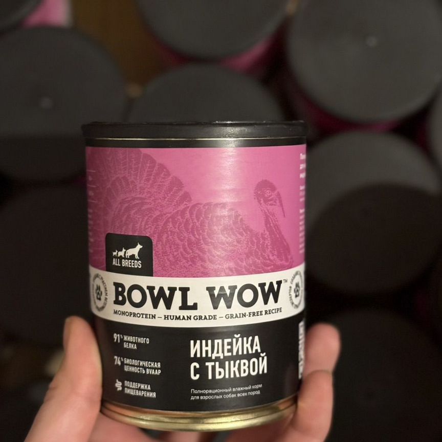 Консервированный корм для собак bowl WOW Индейка