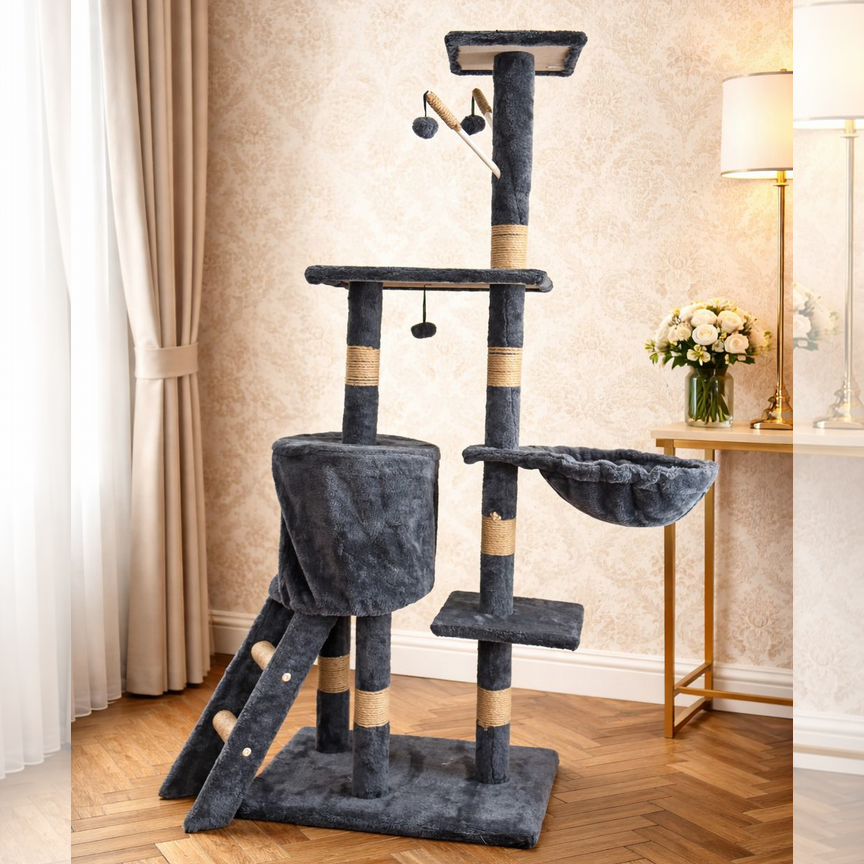 Когтеточка с домиком и лежанкой