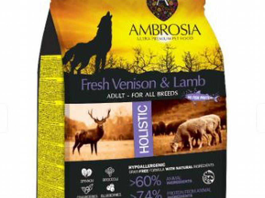 Ambrosia Adult All Breeds (Оленина, ягненок) 2 кг