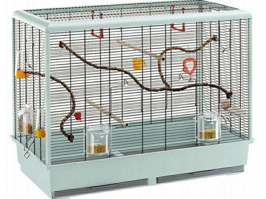 Миска, зеркало, гибкая жердь для попугая