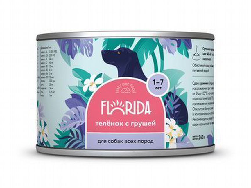 Florida консервы Консервы для собак Телёнок с груш