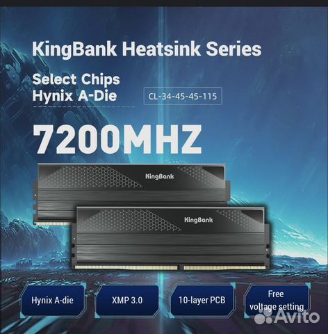 KingBank DDR5 32gb (2x16) 7200cl34 Hynix A-die купить в Москве ...