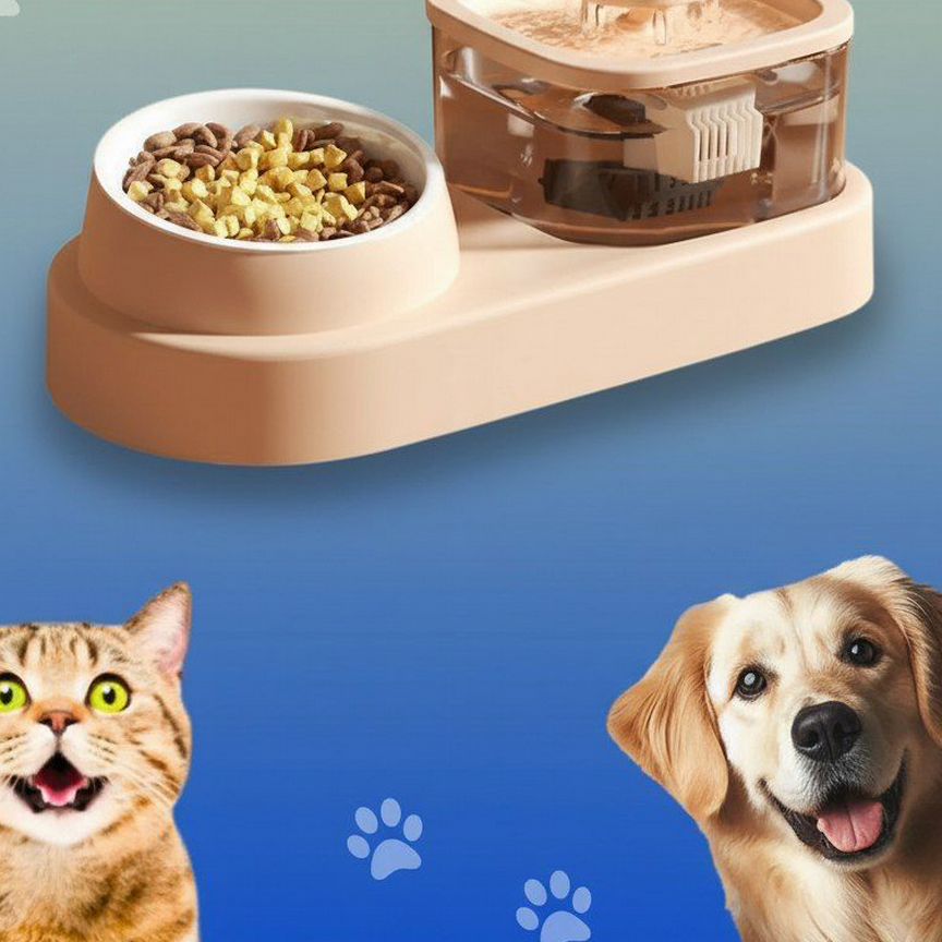 Поилка фонтан 2 в 1 новая кормушка для животных