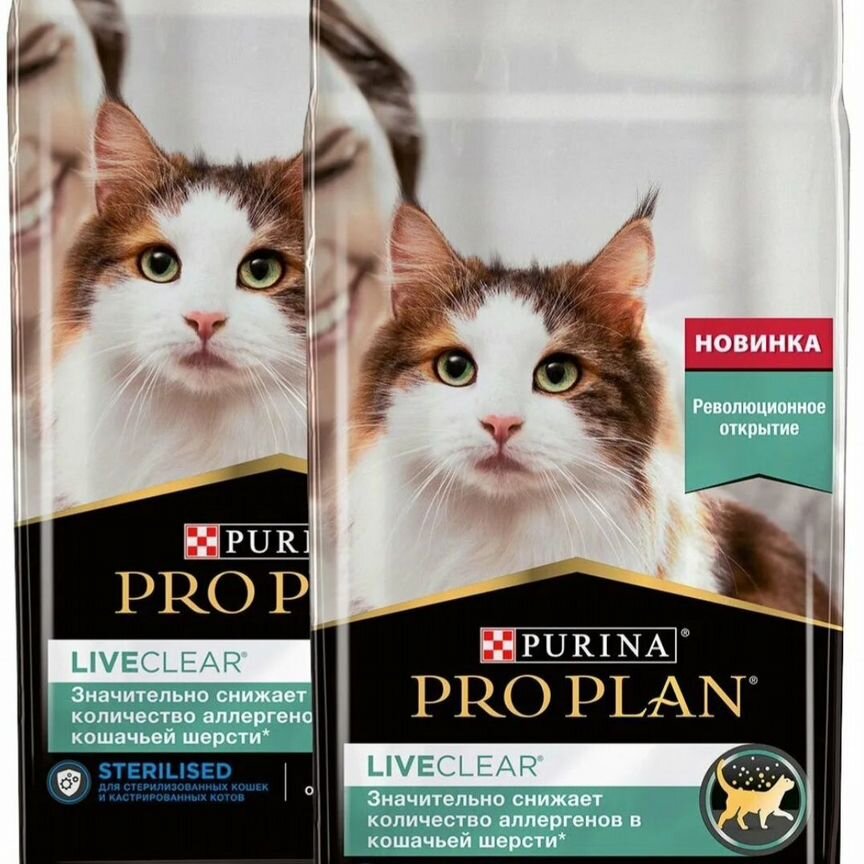Proplan Liveclear корм для кошек, 2 штуки