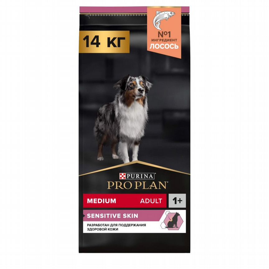 Корм для собак pro plan medium adult 14кг лосось