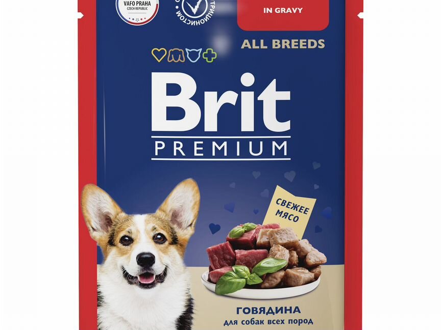 Brit Prem д/всех собак,85гр, пауч с говядиной