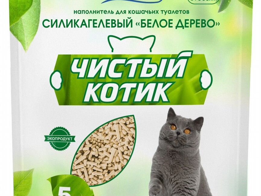 Наполнитель Чистый Котик Белое Дерево уп. 5 л