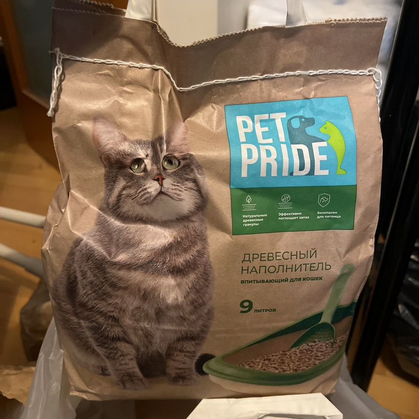 Наполнитель древесный 9 литров pet pride
