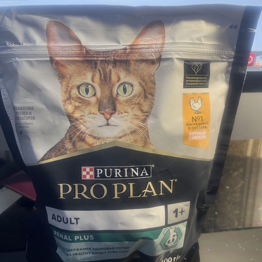 Корм для кошек сухой ProPlan renal plus курица 400