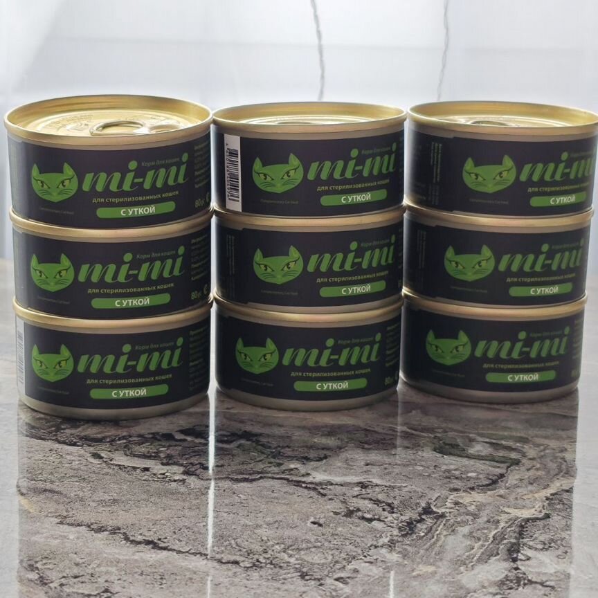 Корм для кошек mi-mi с уткой, 9 шт