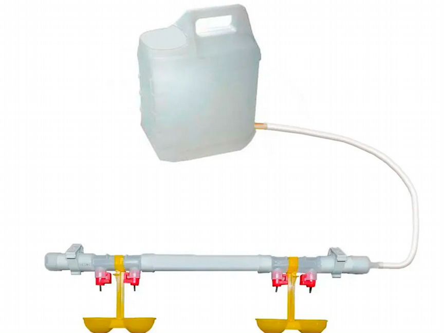 Поилка навесная ниппельная для сельхоз птиц 5л 2шт