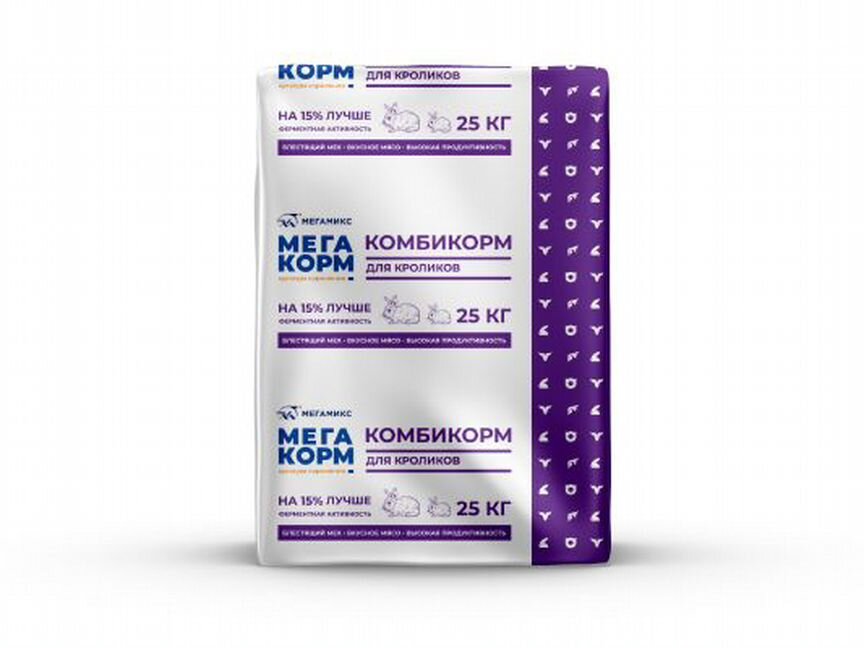 Комбикорм пзк91 для кроликов (Мегамикс), 25 кг