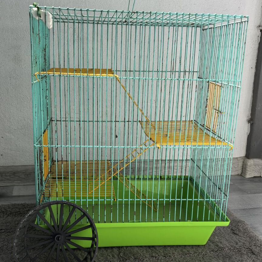 Клетка для грызунов, колесо, домик