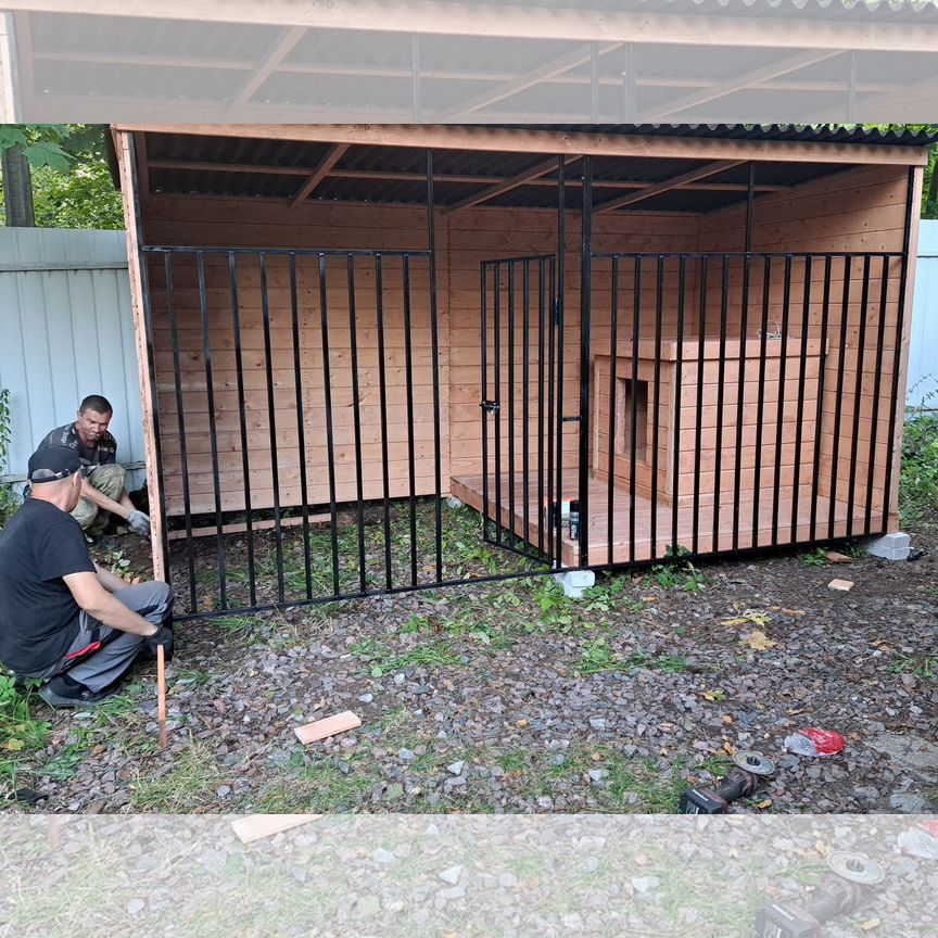 Вольер для собак с будкой