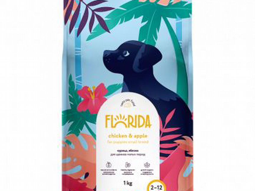 Корм Florida для щенков малых пород курица яблоко