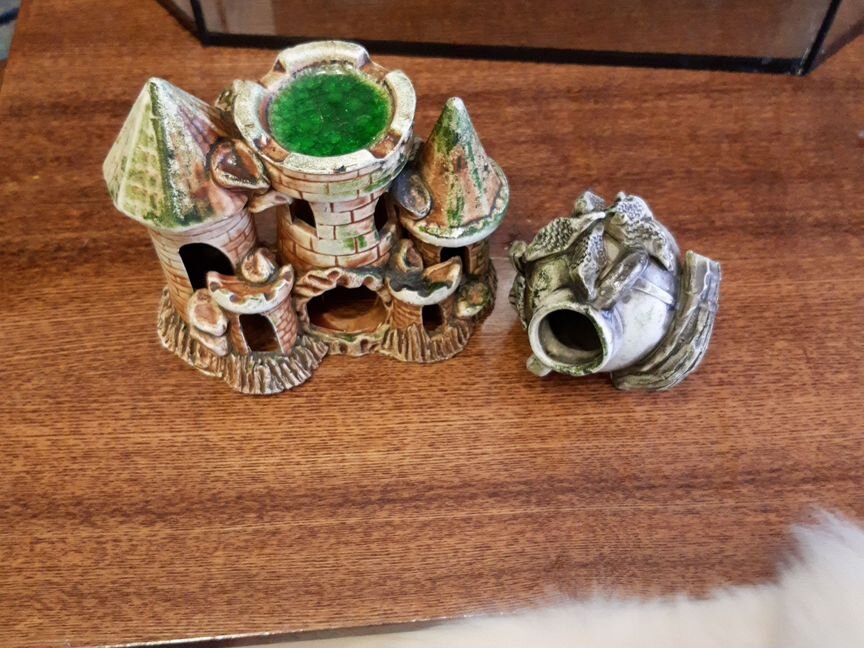 Замок и ваза для аквариума, бу