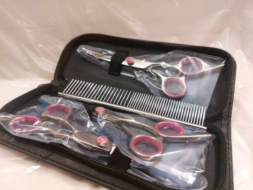 Ножницы для груминга +набор для стрижки животных