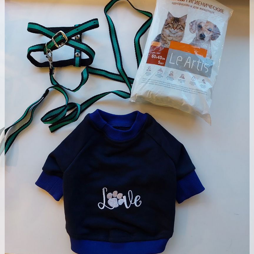 Толстовка шлейка и пелёнки для кошек и собак