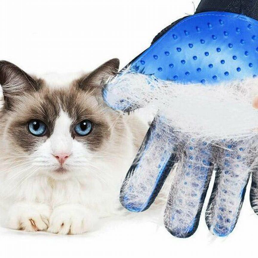 Перчатка для вычесывания шерсти кошек и собак