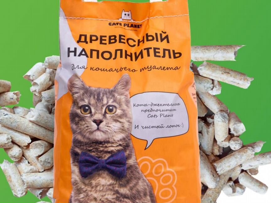 Наполнитель для кошачьего туалета древесный 5кг
