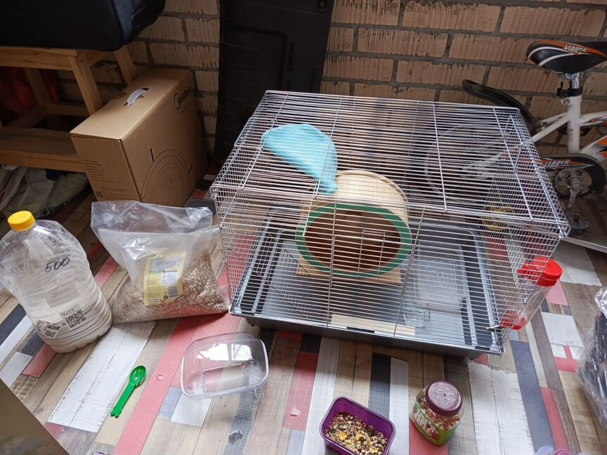 Большая клетка для хомяка, с наполнением