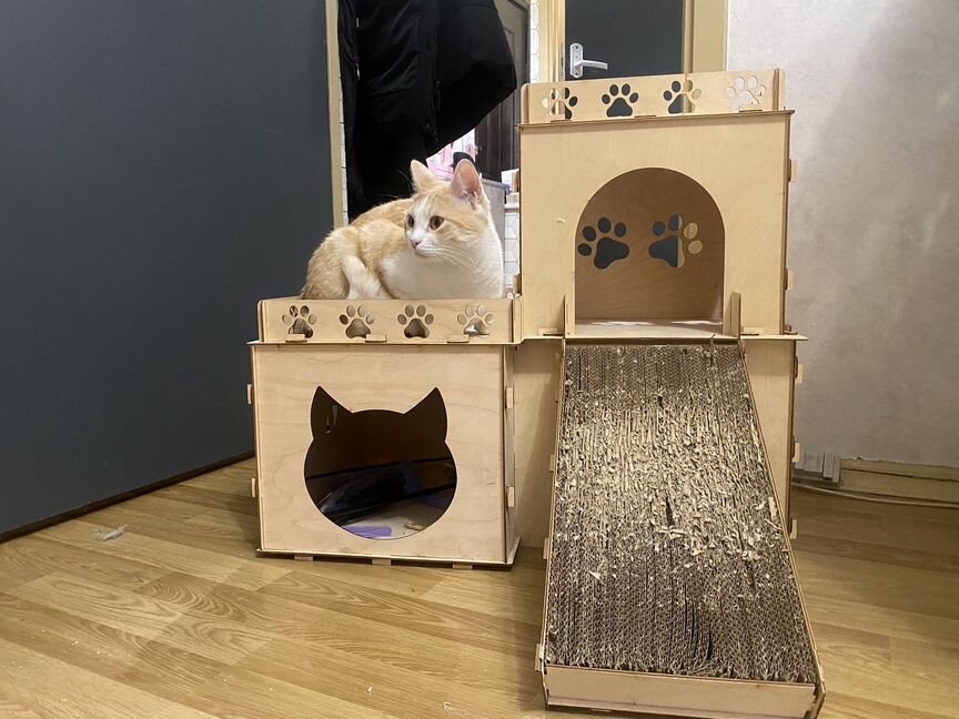 Домик для кошек деревянный, сборный