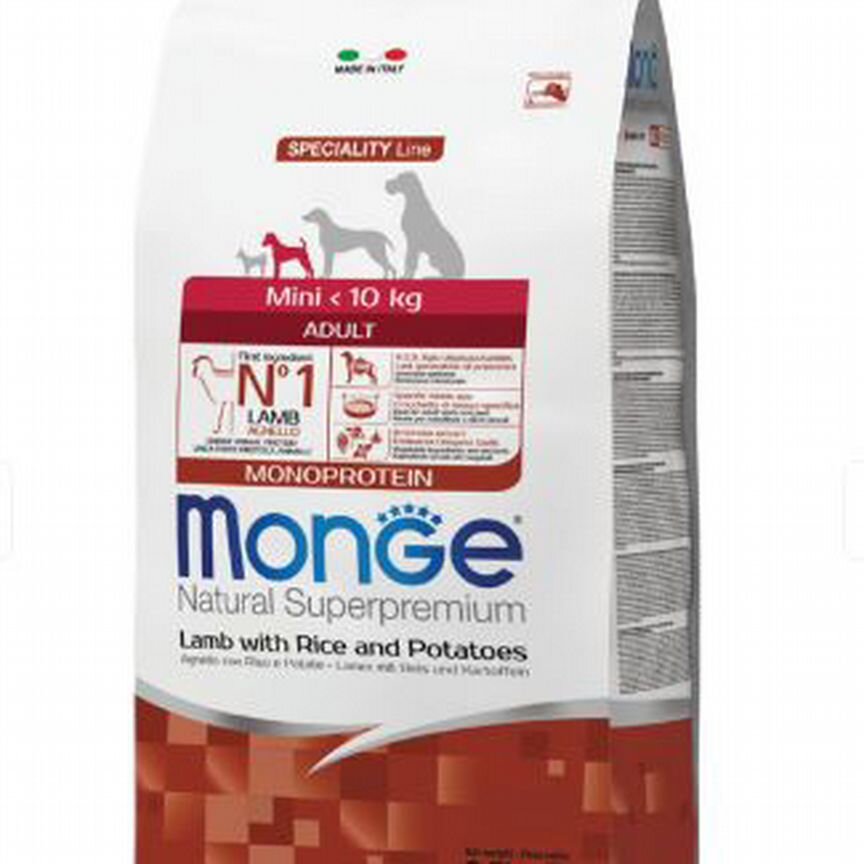 Корм для собак Monge Adult Mini (Ягненок) 7.5 кг
