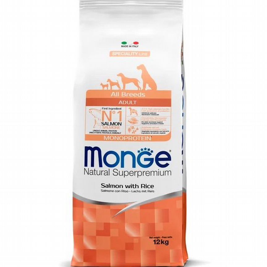 Monge Monoprotein для собак из лосося 12кг