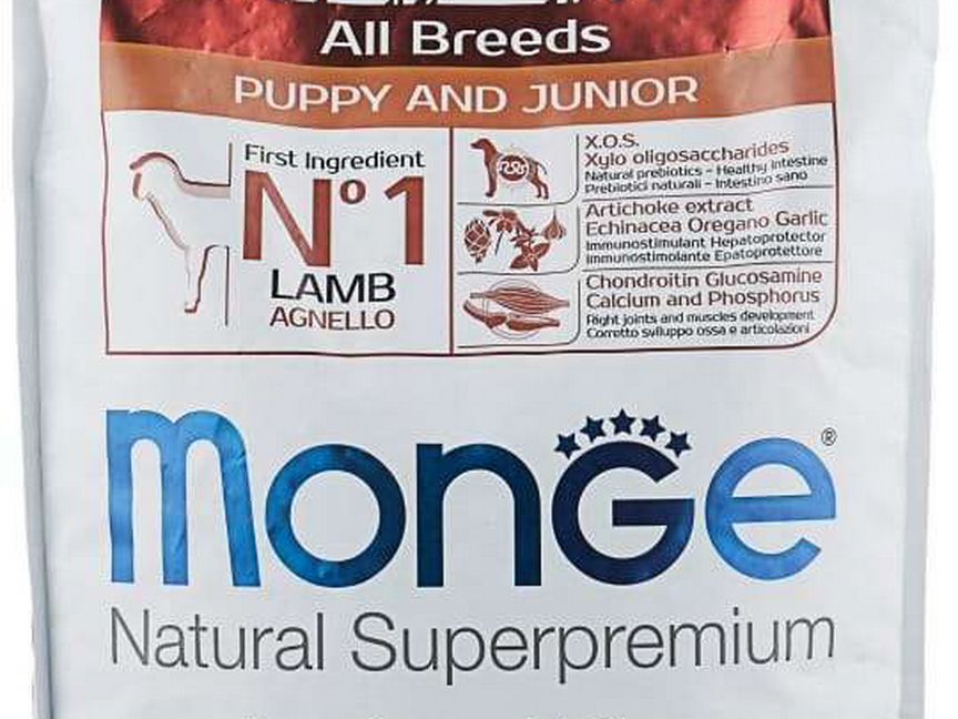 Корм для щенков Monge(Монж) ягненок 12 кг