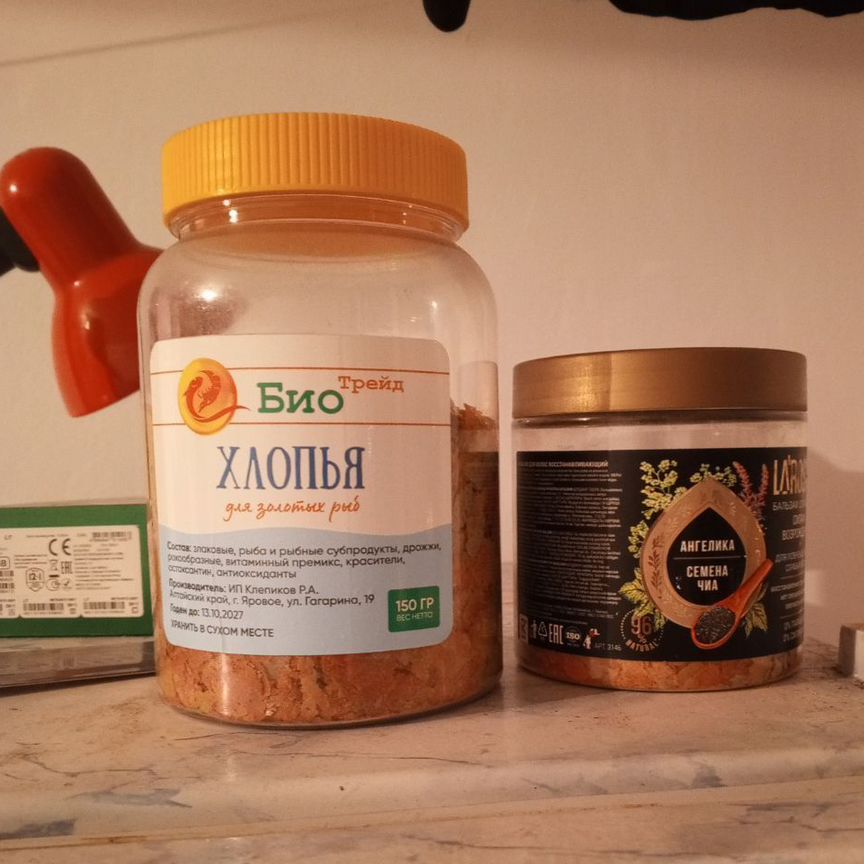 Аквариум для рыбалки с кормом