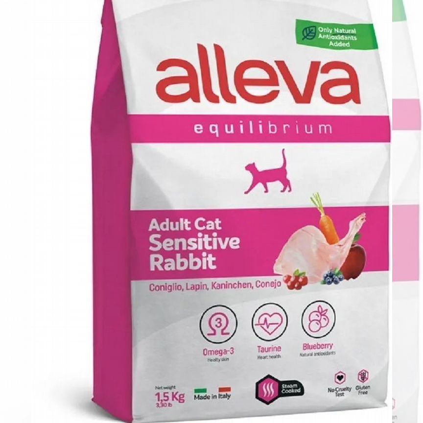 Корм Alleva Sensitive Rabbit для кошек, 1,5 кг