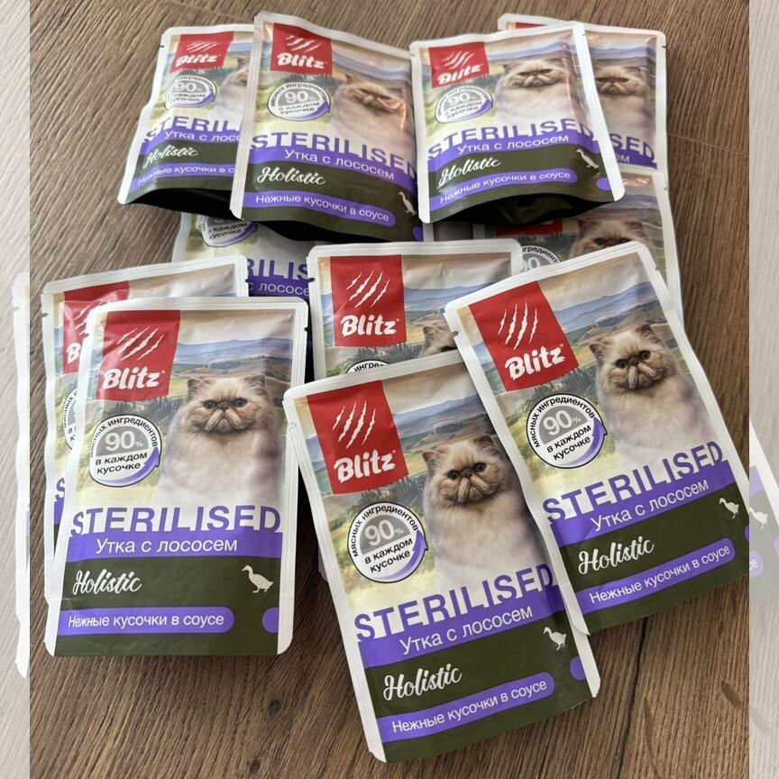 Влажный корм для кошек Blitz Holistic (12 паучей)