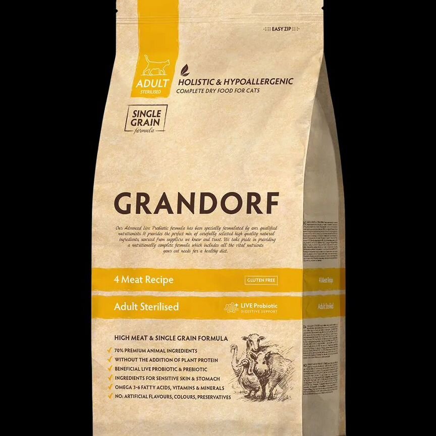 Корм для кошек Grandorf 4 мяса (2 кг)