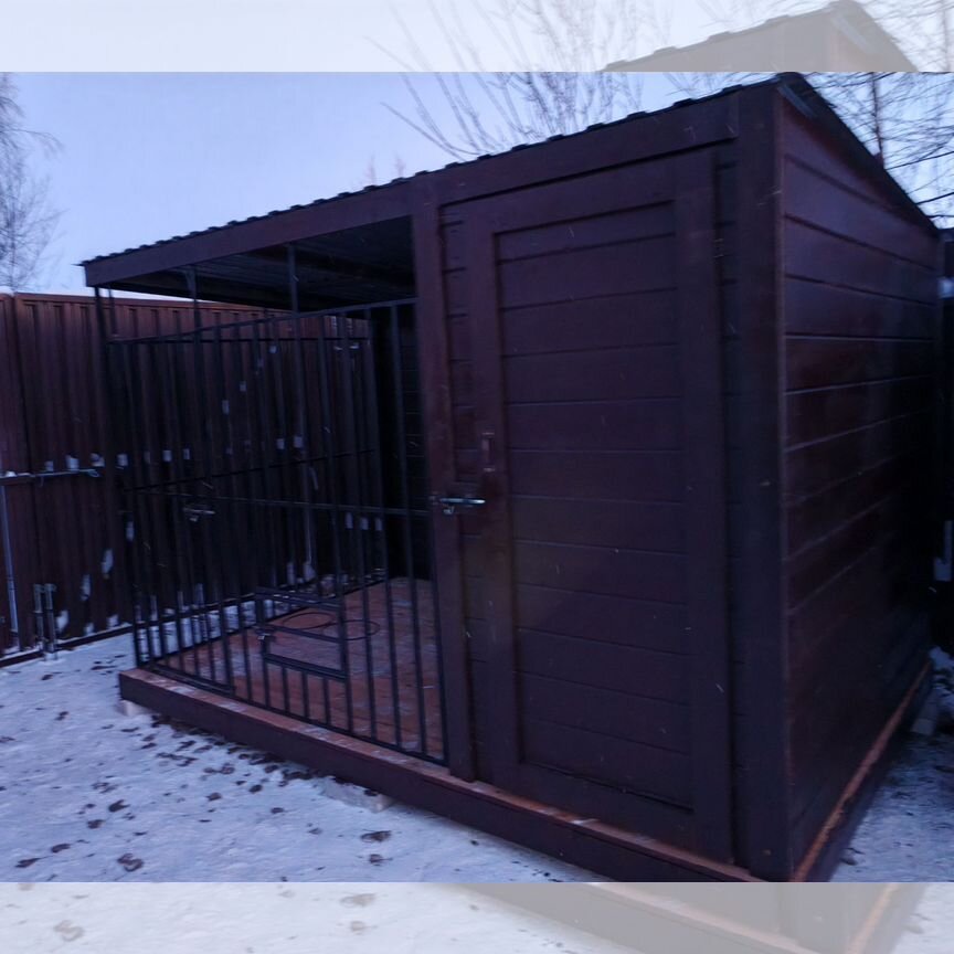 Вольер с утепленным хозблоком. 2х3м