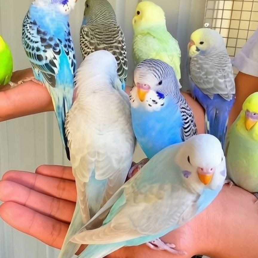 Попугай волнистый полностью ручной