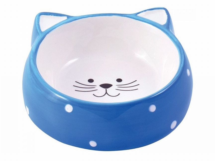 Миска керам. Mr.Kranch Мордочка Кошки голубая 250м