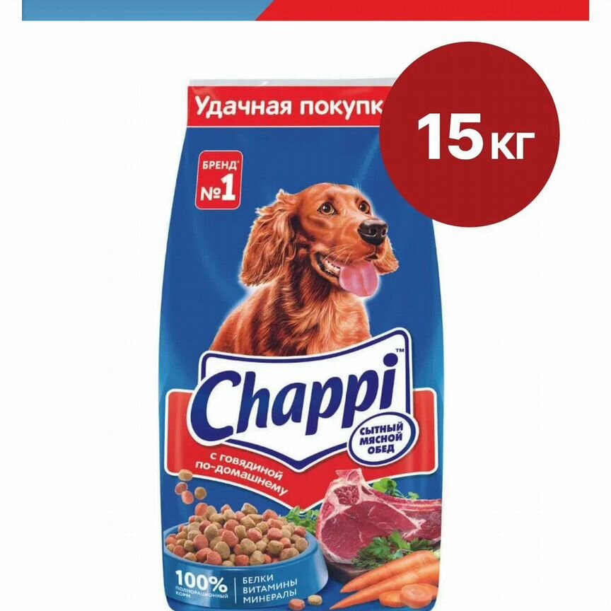 Корм чаппи с говядиной 15 кг