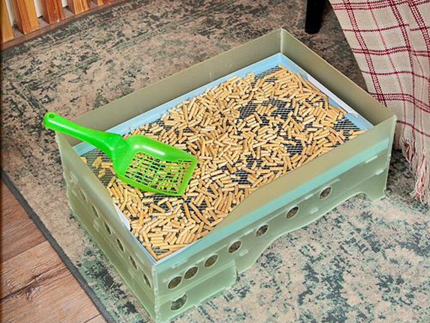 Лоток для кошек S салатовый, 2л, усиленная решётка