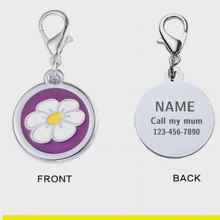 Идентификационная бирка для собаки, фиолетовая, сталь