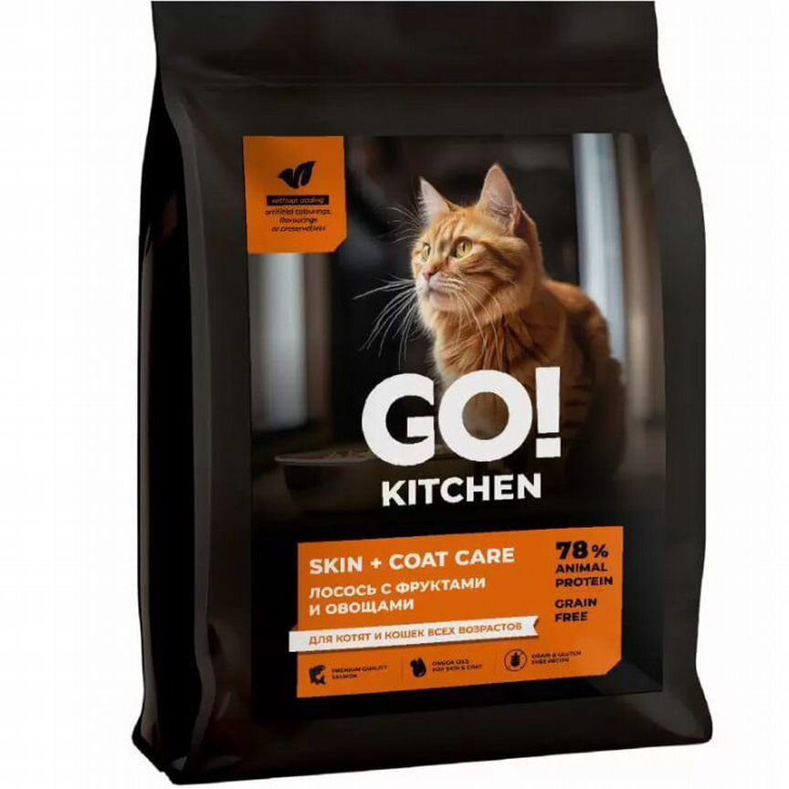 Сухой корм для кошек Go Kitchen с лососем, 7,26 кг