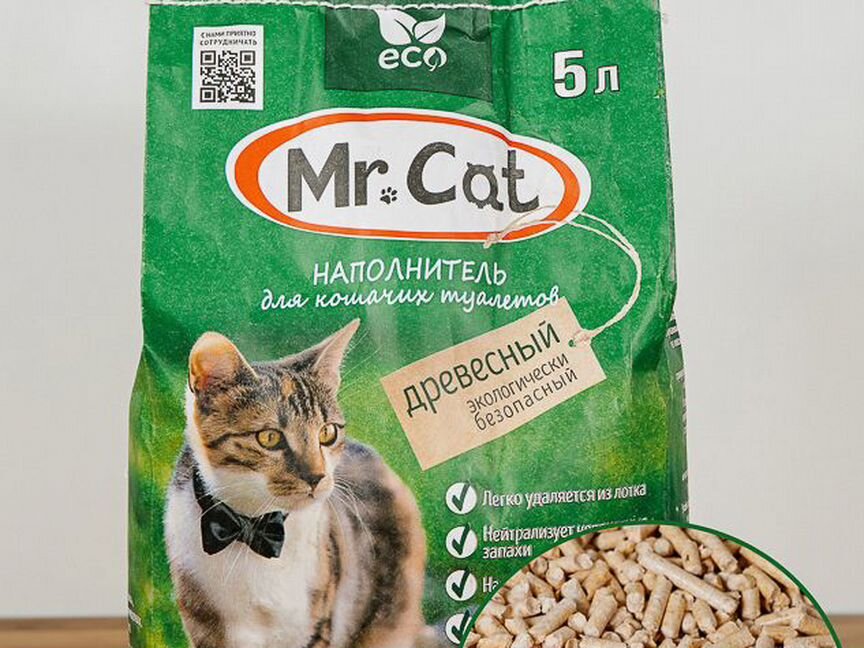 Древесный наполнитель для кошачьего туалета