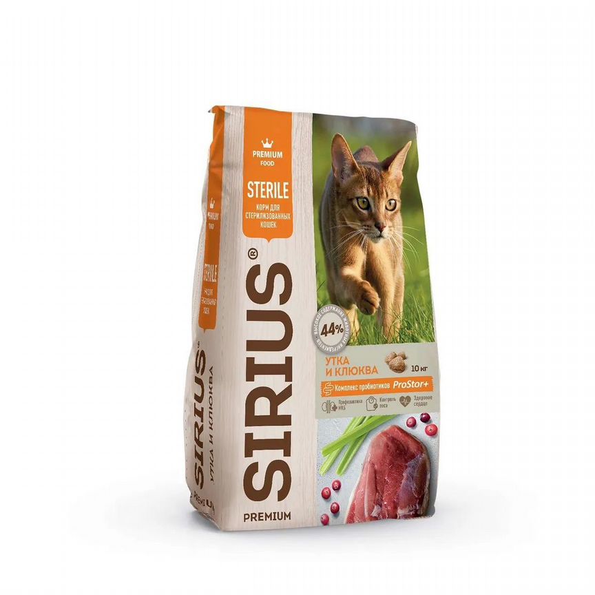 Сухой корм Сириус 10кг для стерилизованных кошек