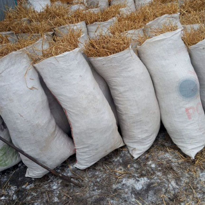 Солома в мешках