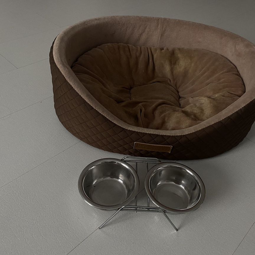 Лежанка для собак и миска