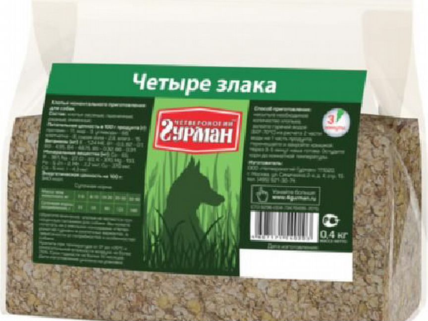 Четвероногий Гурман Каша для собак Хлопья 4 злака