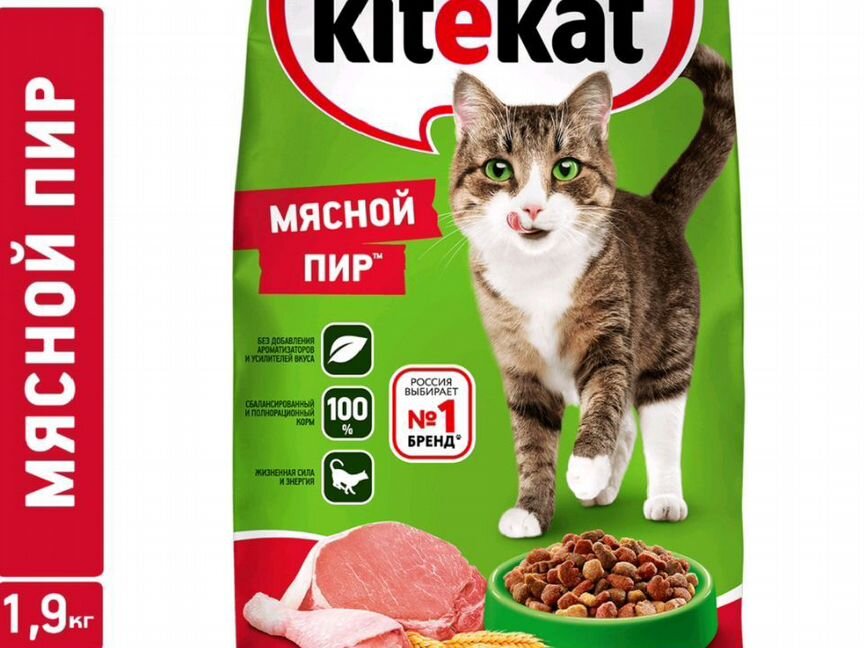 Корм для кошек китекет kitekat 1,9кг