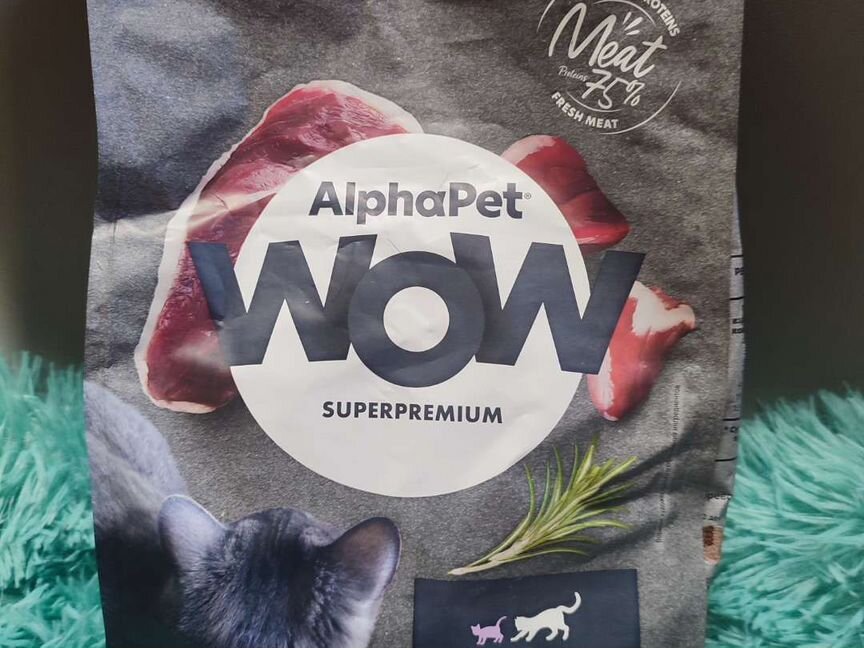 Сухой корм для кошек Alfaper WOW, утка, потроха
